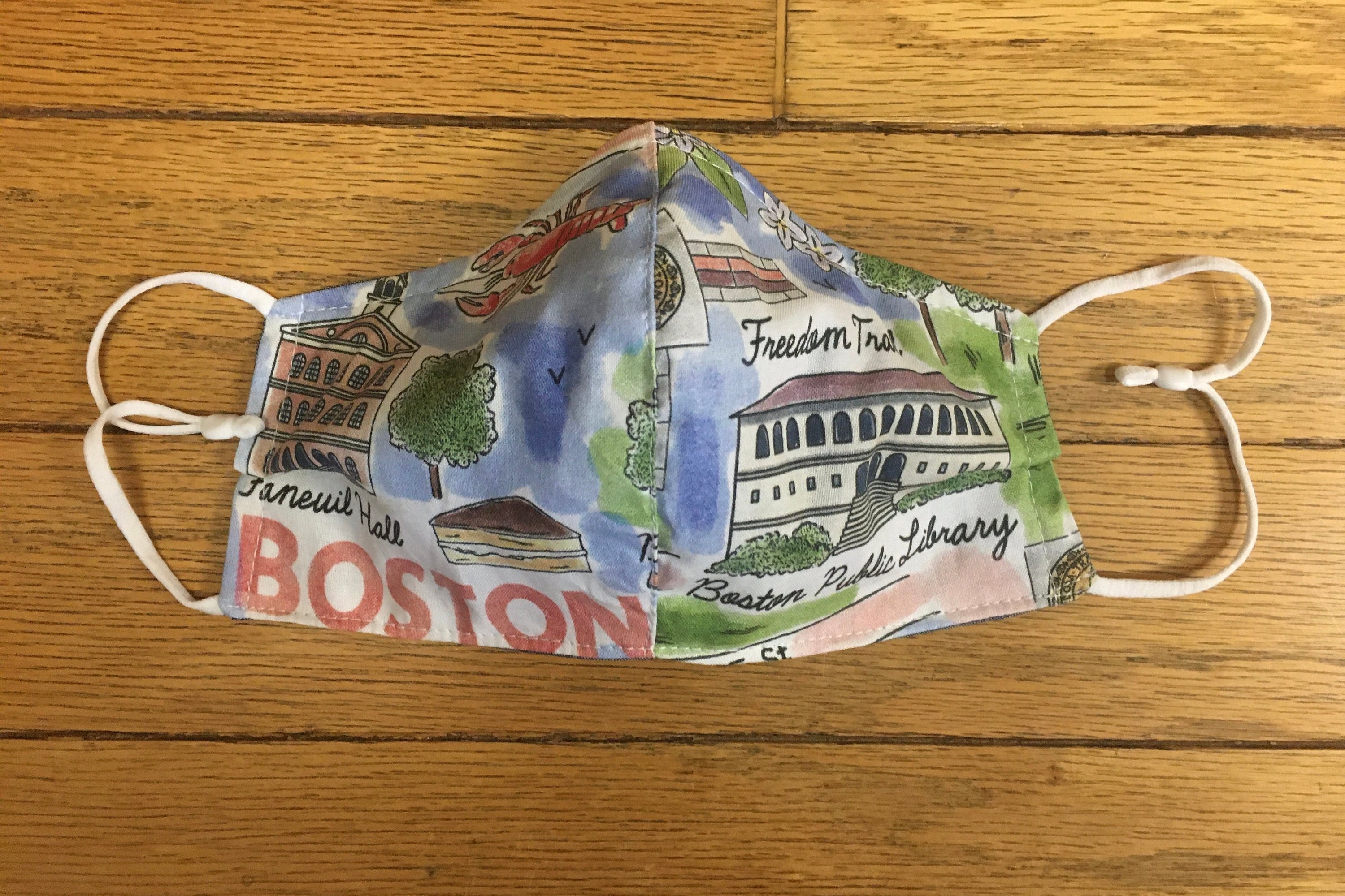 Boston Face Mask, Scenic Map, Cotton, Reversible, Breathable ...