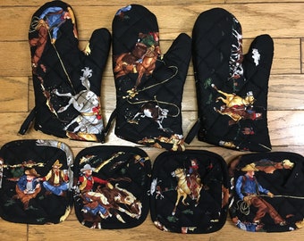Cowboy VIP Cranston Cotton Oven Mitt, Pot Holder, SET - Etsy