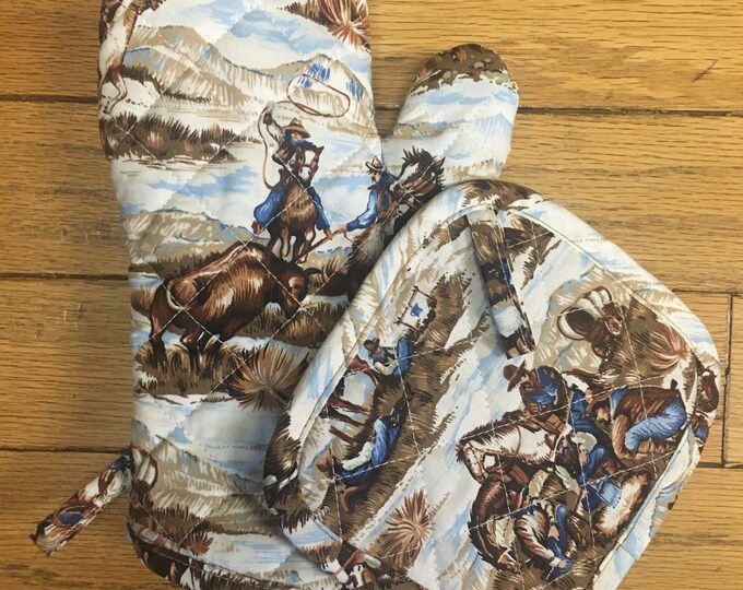 Cowboy VIP Cranston Cotton Oven Mitt, Pot Holder, SET - Etsy