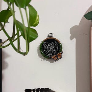 Hand Embroidered Spider Web Wall Decor, Fairy Garden Spider Web With ...