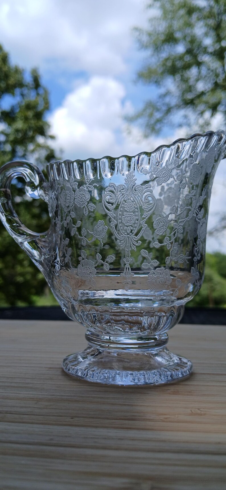 Ensemble sucrier et crémier en verre gravé Cambridge Rose Point - Etsy ...