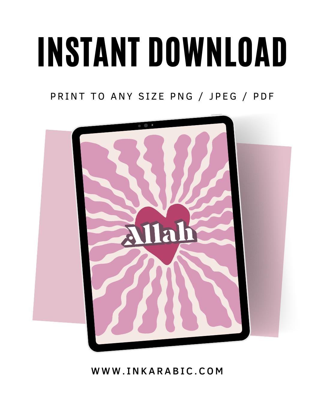 Pink Printable Islamic Art | Modern Allah Print Poster | Download ...