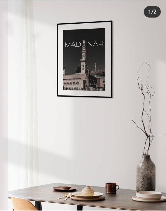 MADINAH AL MUNAWARAH Islamic poster design Green dome Prophet's Mosque ...