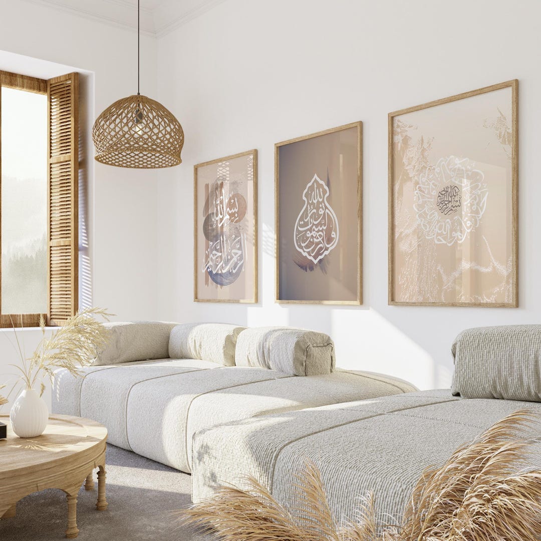 Stunning Bohemian Boho Nuetral Tone Art | Home Dua |wall Set of 3 ...