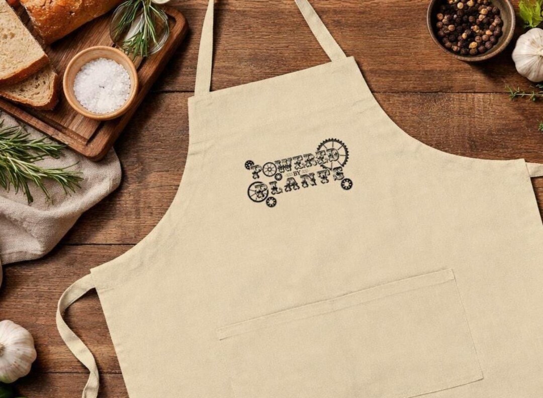 Steampunk Vegan Apron: Powered by Plants, Khaki Cotton - Etsy