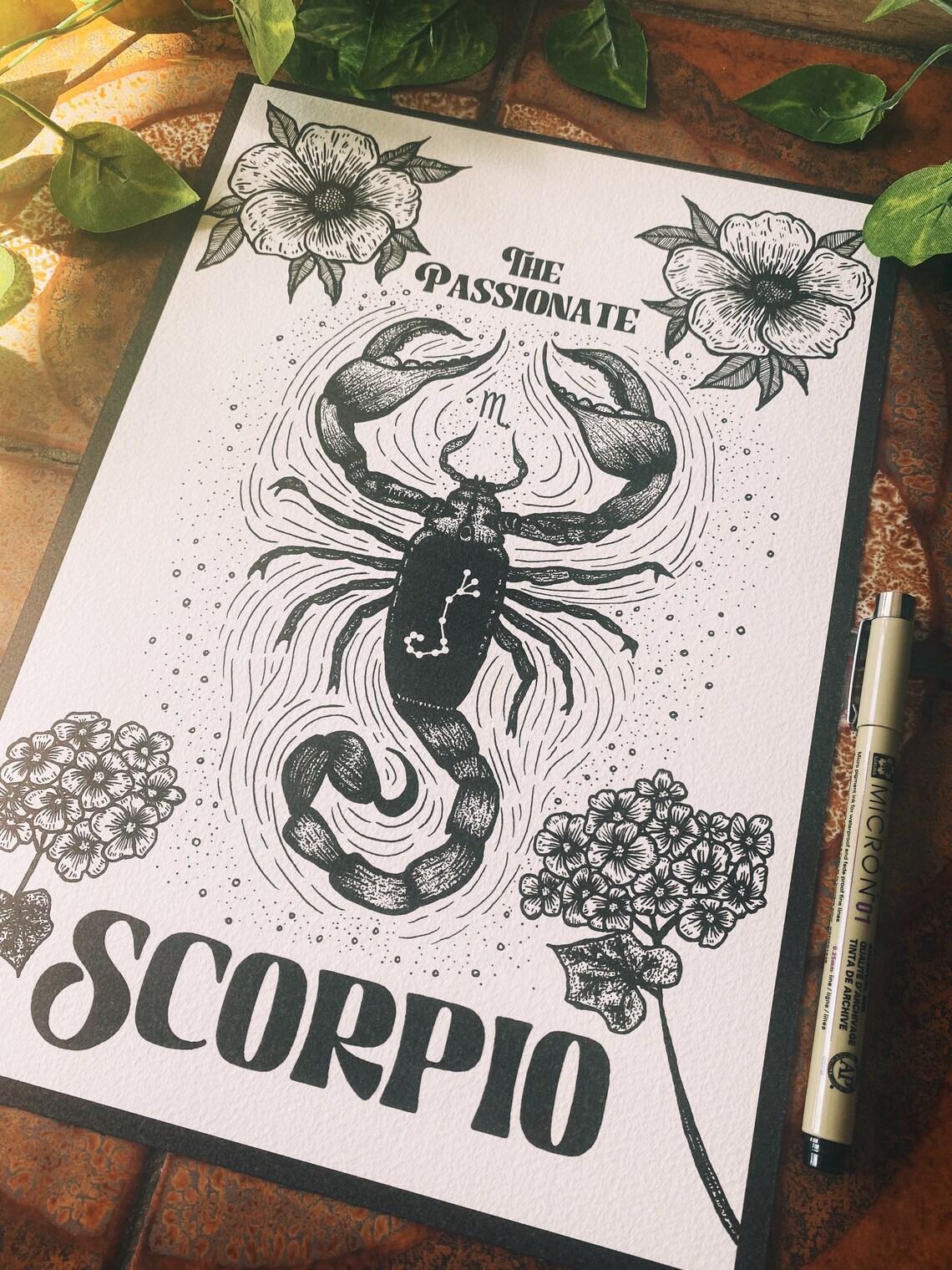 Scorpio Zodiac Star Sign Dot Work Print - the Scorpion, Astrology Art ...