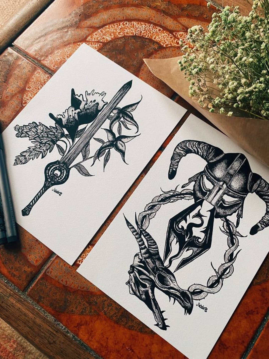 Skyrim Print Set - the Dawnbreaker and Iron Helm, Skyrim Gifts. - Etsy