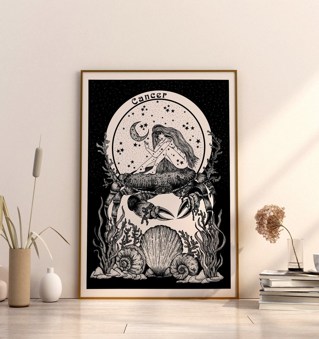 Cancer Goddess Astrology Dot Work Print the Moon Child - Etsy