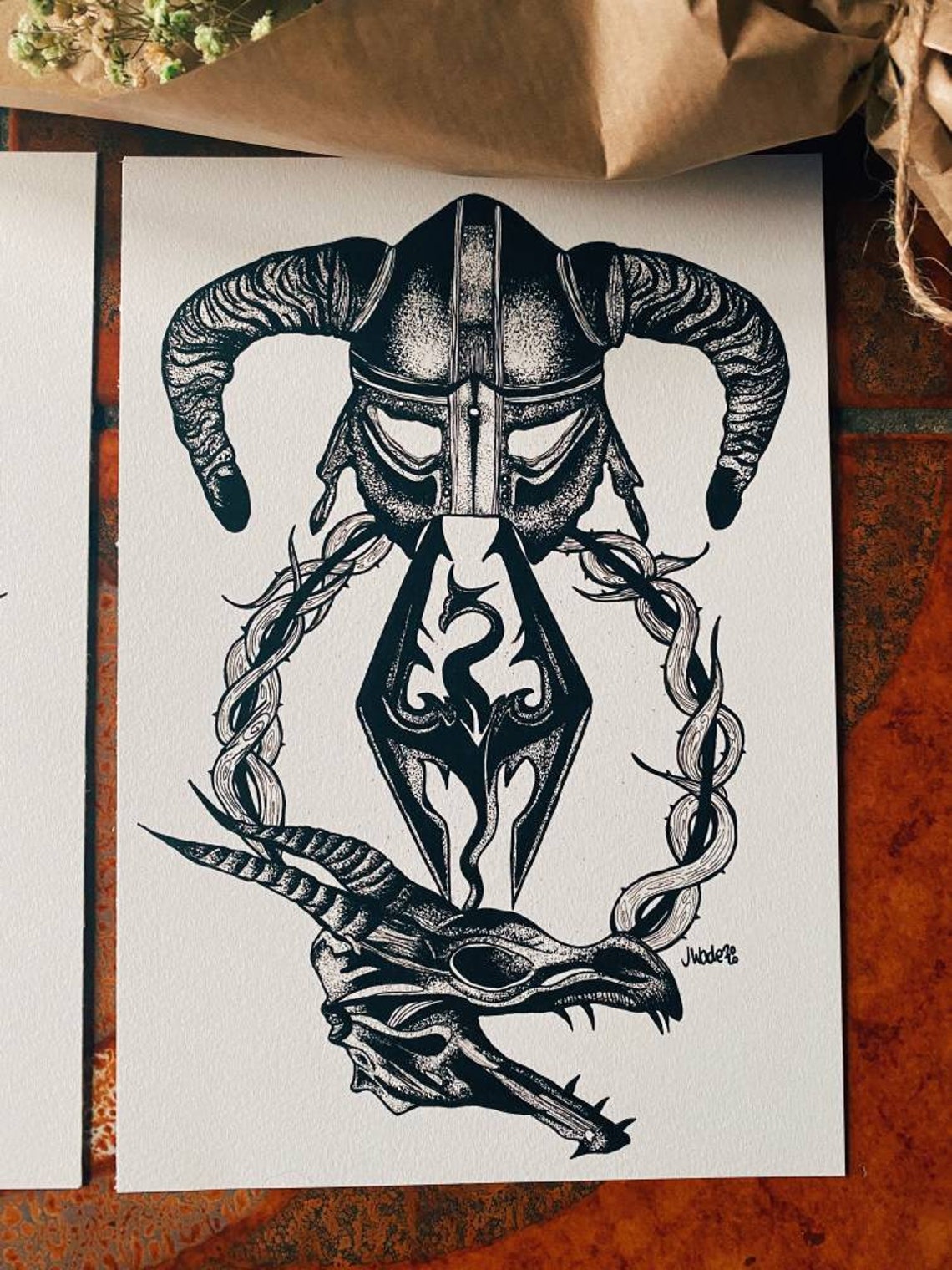 Skyrim Print Set - the Dawnbreaker and Iron Helm, Skyrim Gifts. - Etsy