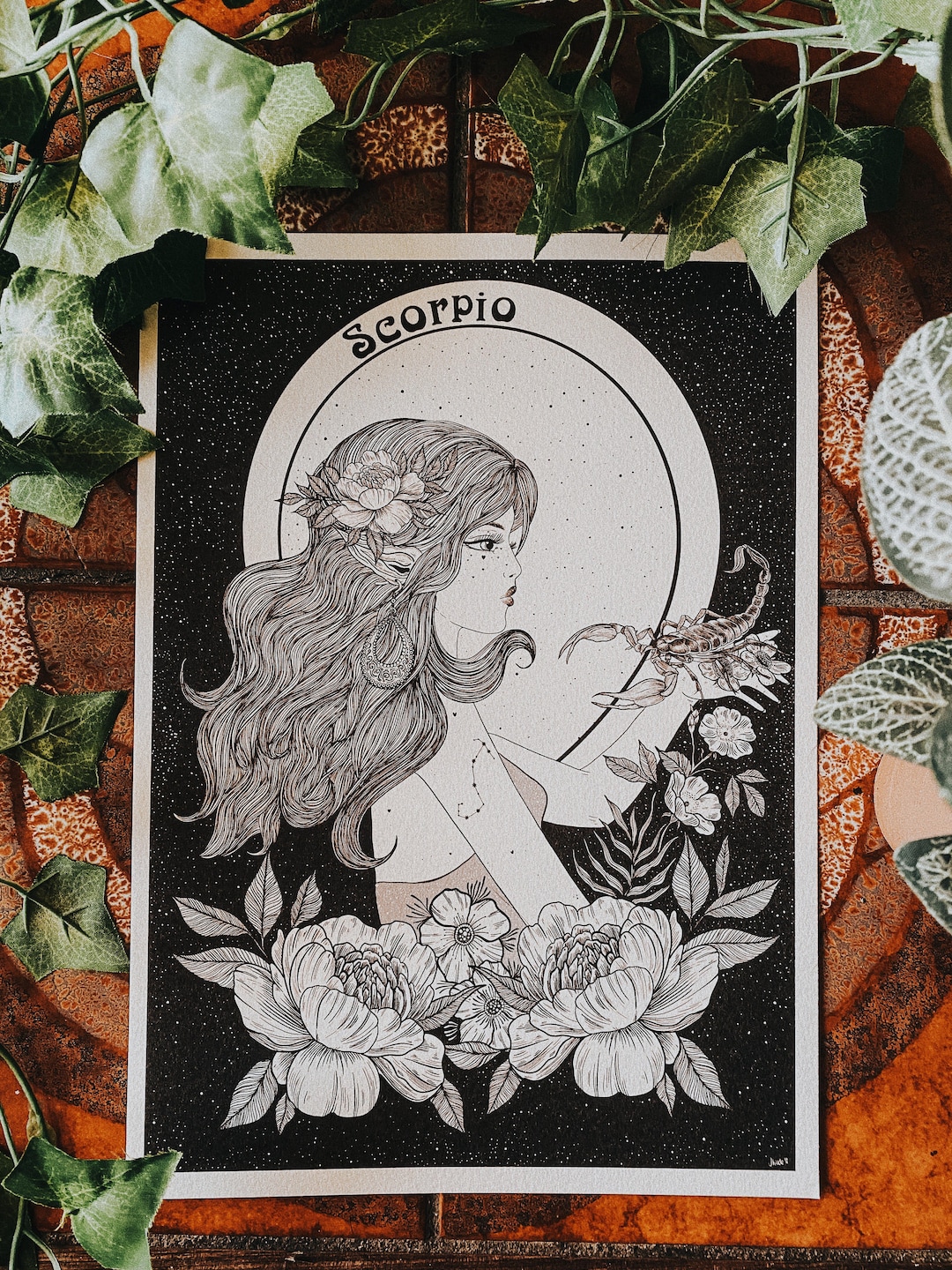 Scorpio Goddess Astrology Dot Work Print the Scorpion - Etsy UK
