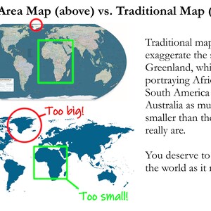 Upside Down World Map Equal Area Projection South is up - Etsy Canada