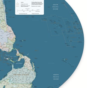 Upside Down World Map: Equal Area Projection, Accurate Detail - Etsy