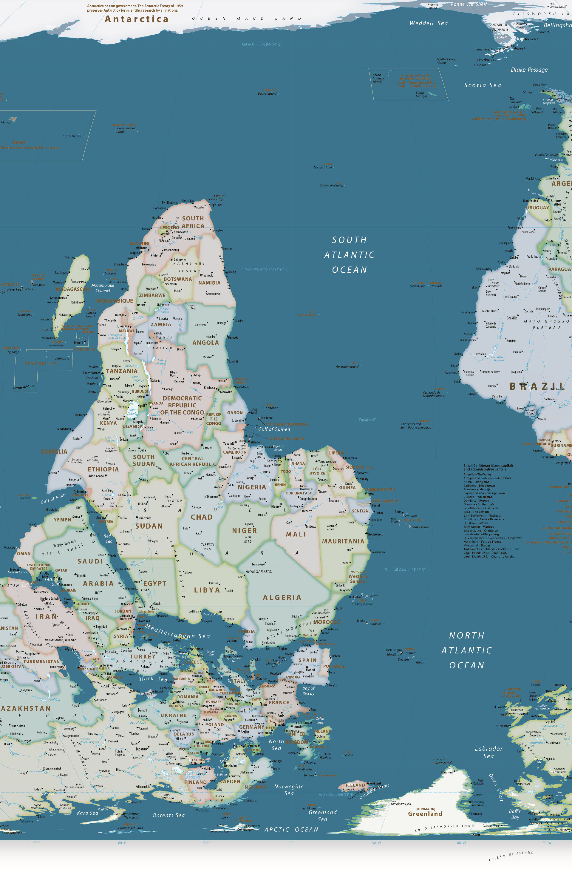 Upside Down World Map Equal Area Projection South is up Like the Peters ...
