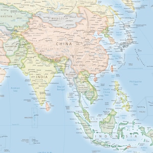 Equal Area World Map Print Similar to Peters and Gall Peters Map ...