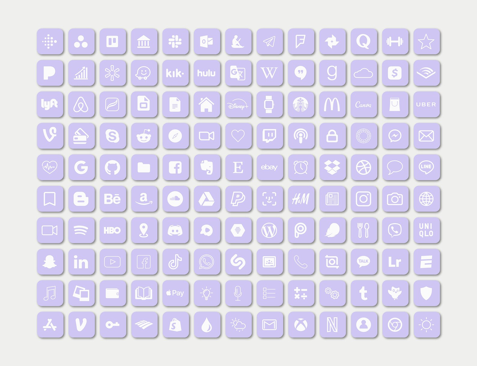 225 App Icon Cover Soft Lilac Theme Pack for iPhone iPad | Etsy