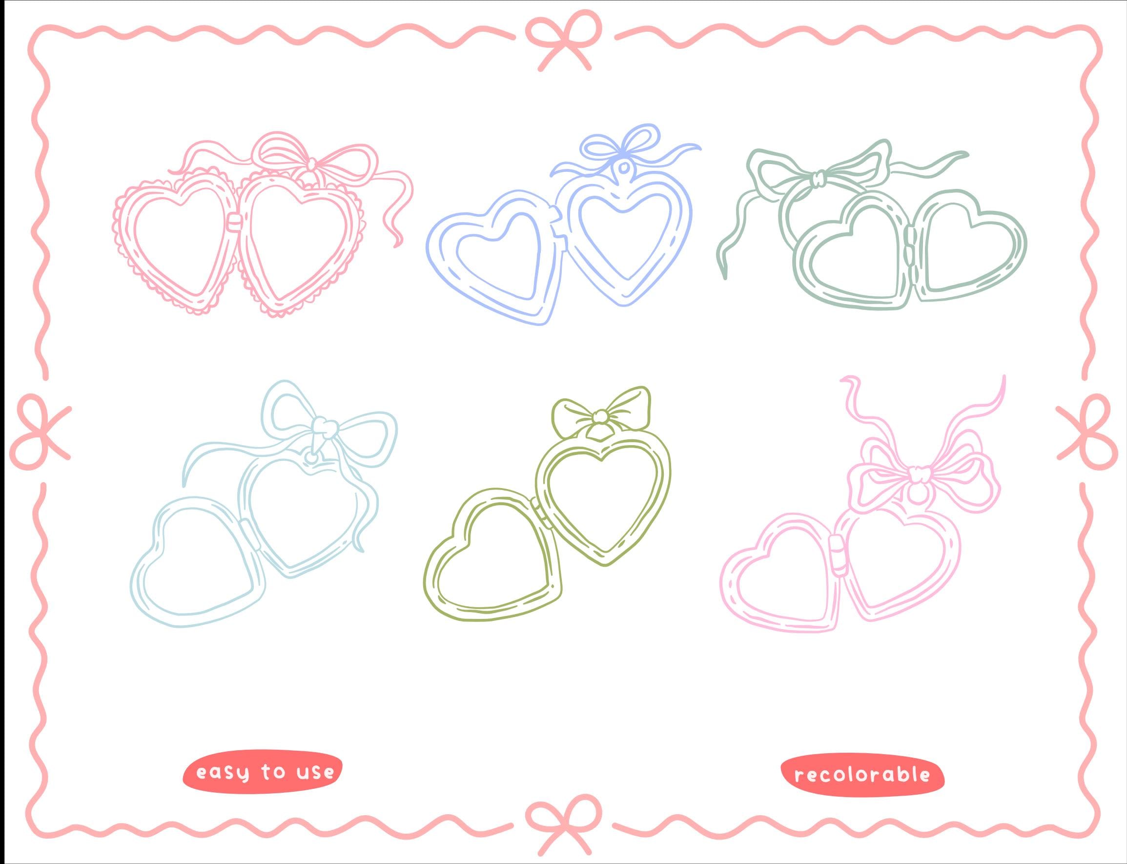 Heart Locket Clipart Bundle – Whimsical Handdrawn SVG PNG JPG ...