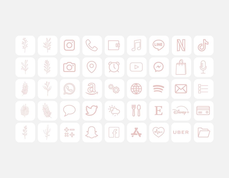 225 App Icon Cover Soft Pink Valentine Theme Pack for | Etsy