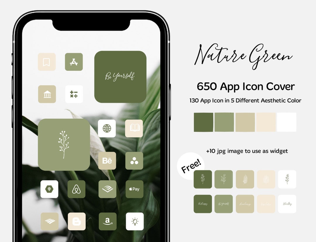 650 App Icon Cover Nature Green Aesthetic Homescreen - Etsy UK