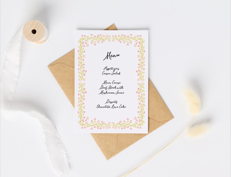 Coral Blush Floral Border SVG PNG JPG – Hand Drawn Invitation Borders ...