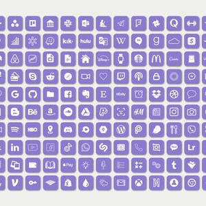 225 App Icon Cover Soft Lilac Theme Pack for iPhone iPad - Etsy