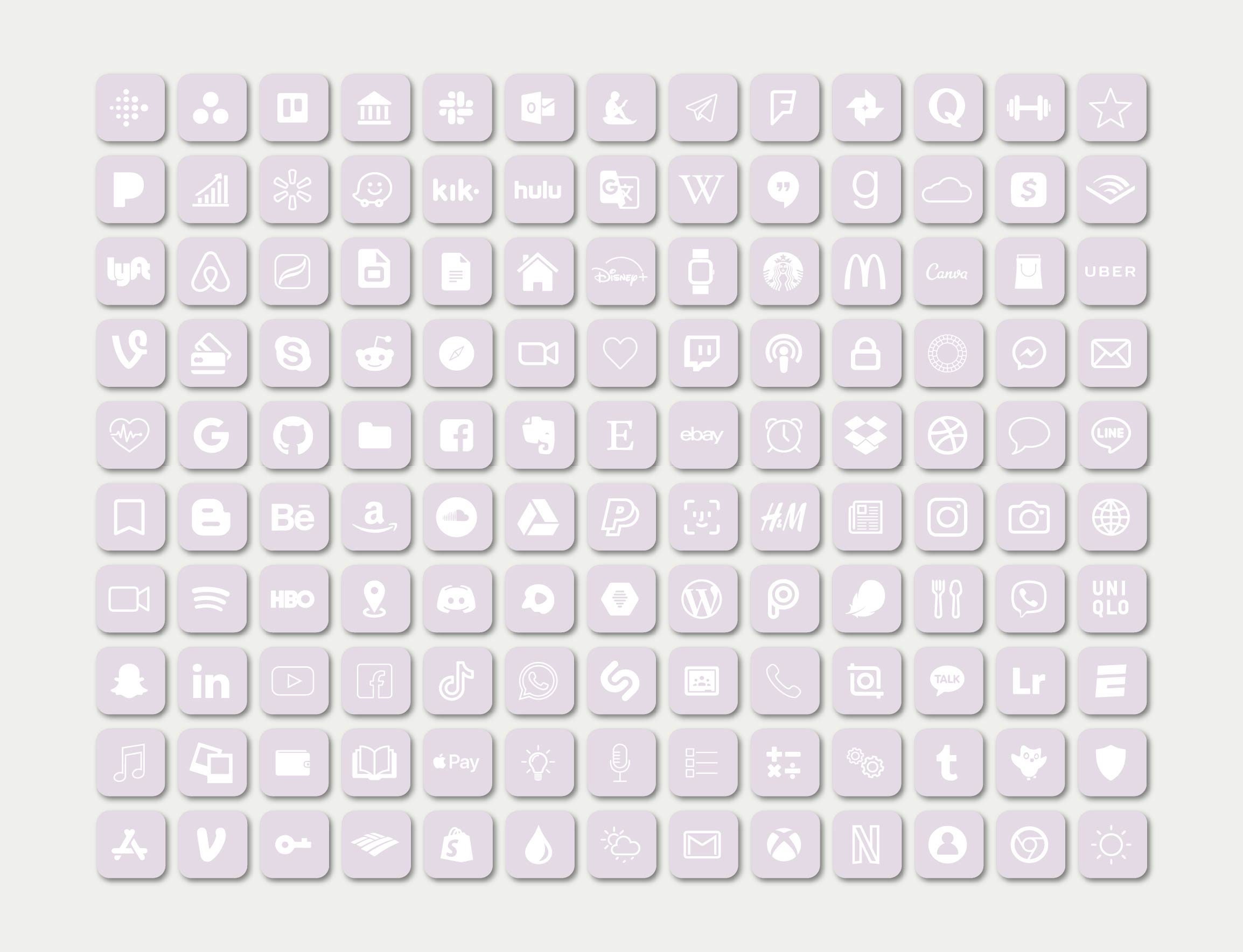 650 App Icon Cover Soft Purple Theme Pack for iPhone and | Etsy