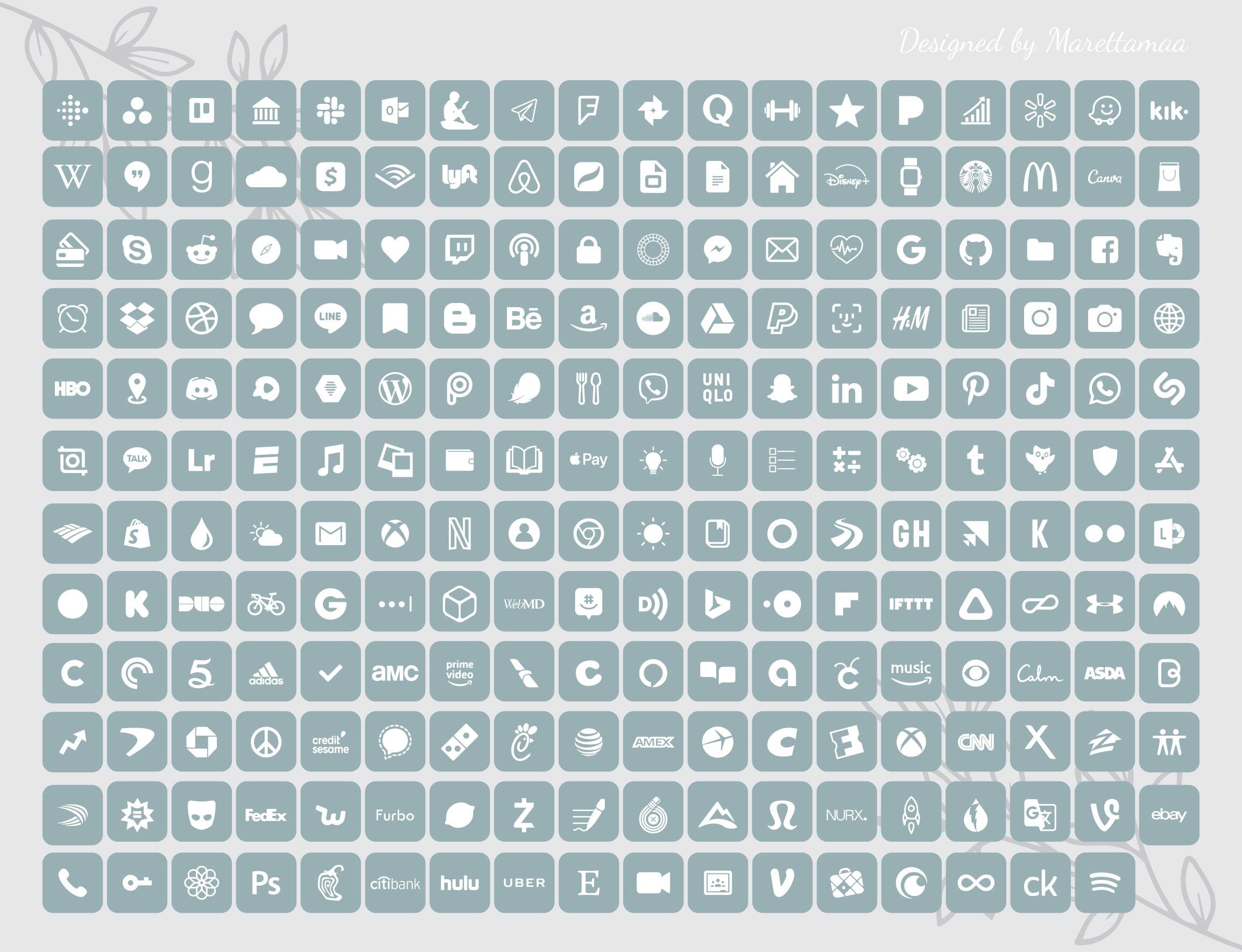 1250 App Icon Covers Neutral Blue Theme Pack for iPhone | Etsy