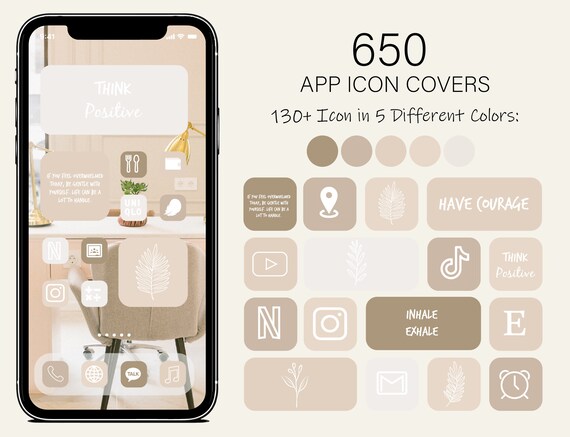 650 App Icon Cover Warm Aesthetic Homescreen Design | Etsy
