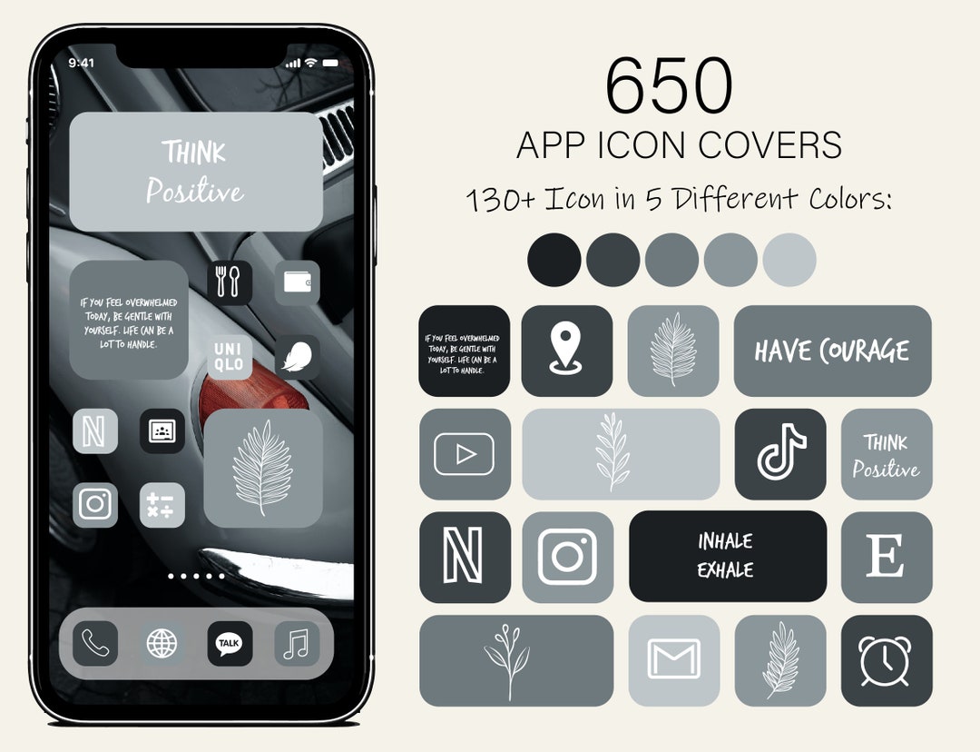 650 App Icon Cover Dark Aesthetic Homescreen Design Theme Pack for ...