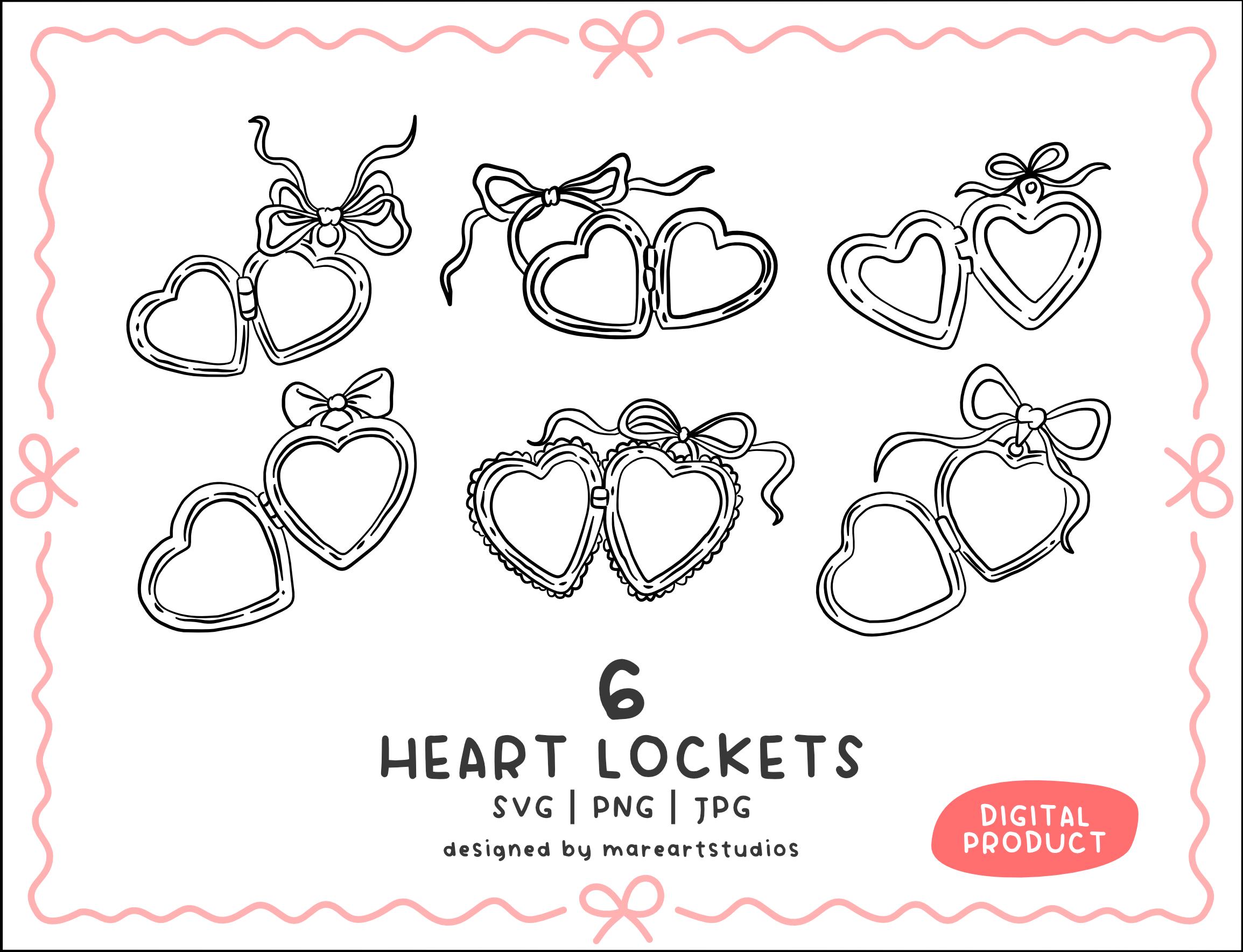 Heart Locket Clipart Bundle – Handdrawn Monoline Art (SVG PNG JPG) - Etsy
