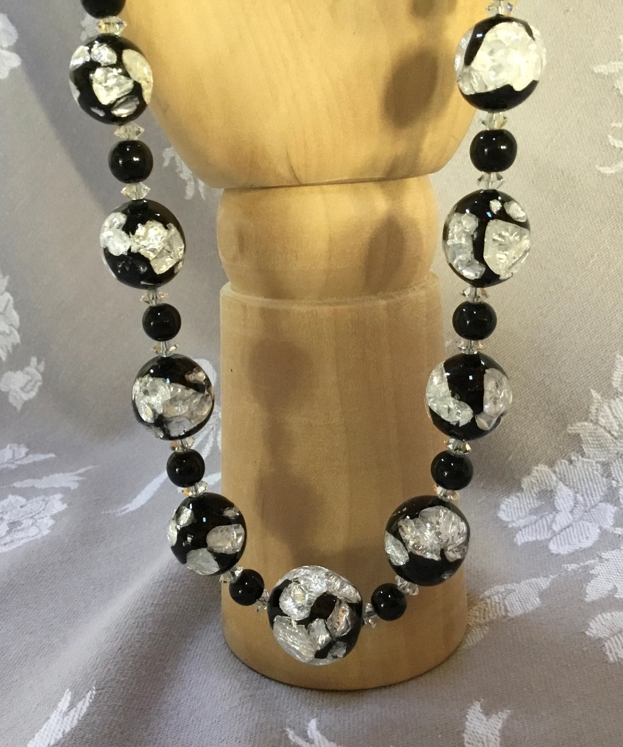 Vintage Murano Black & Silver Smalti Glass Necklace 1920s/1930s - Etsy