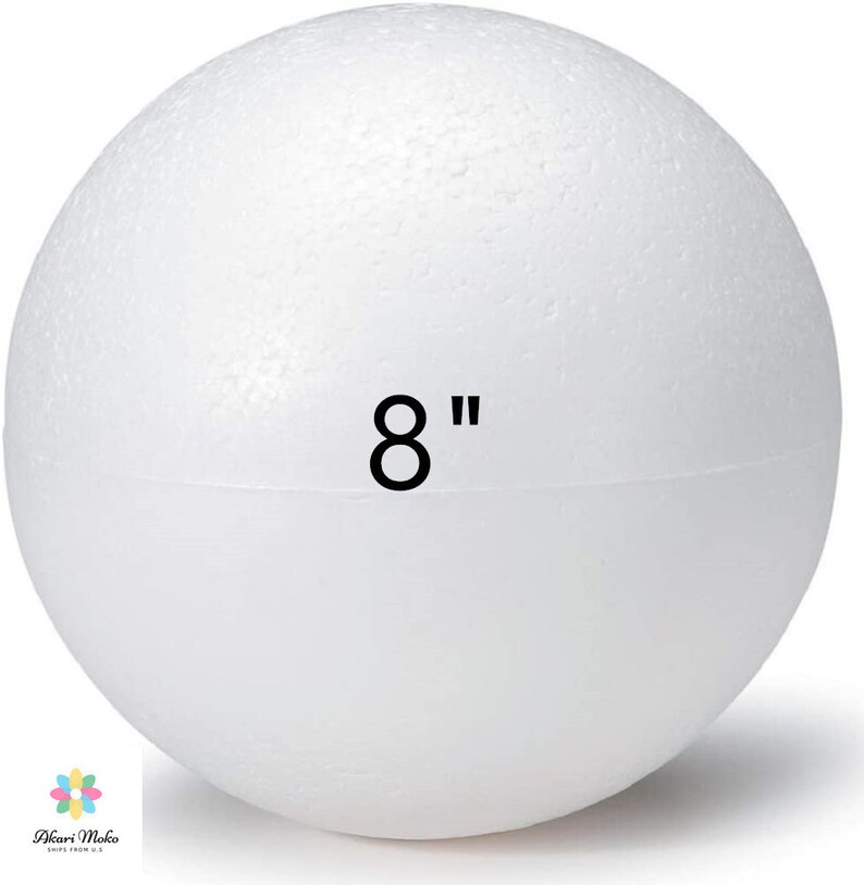 AKARI Craft White 8 Inch Foam Balls 2 Pack Large Smooth and Round ...
