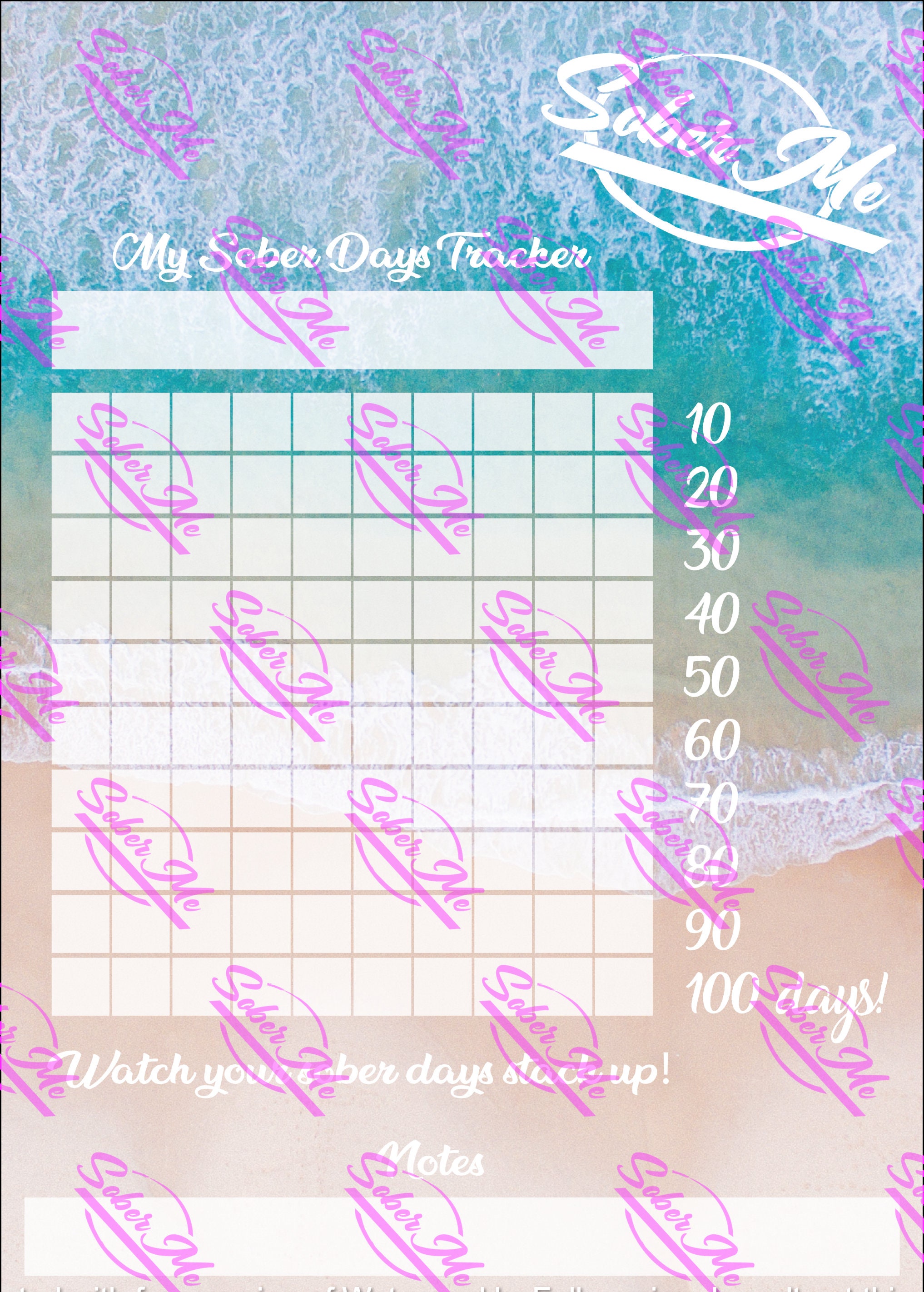 Sobriety Tracker 100 Days Sober Planner Sober Wall Chart - Etsy