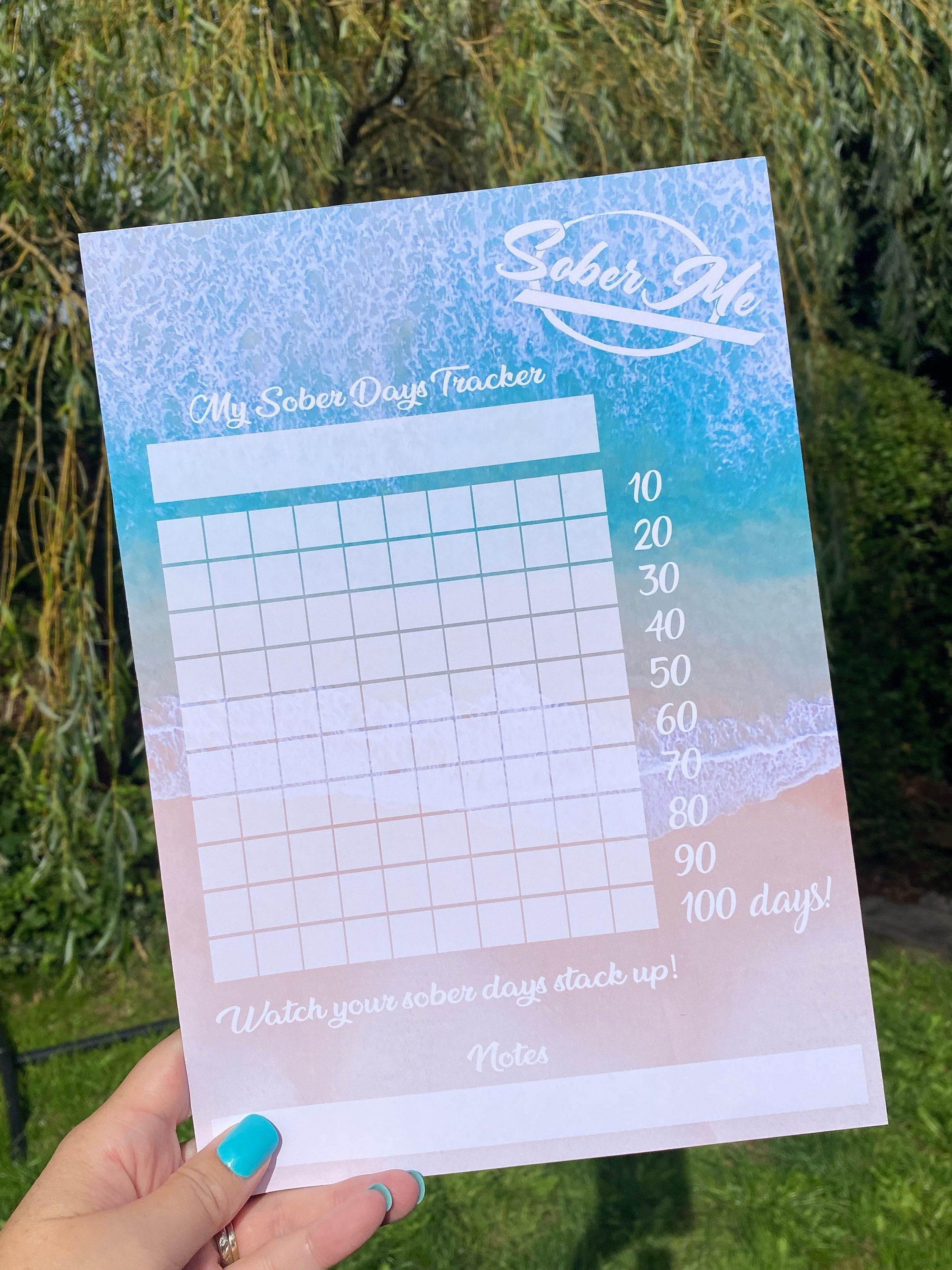 Printed Sobriety Tracker A4 Card 100 Days Sober Planner Sober Wall ...