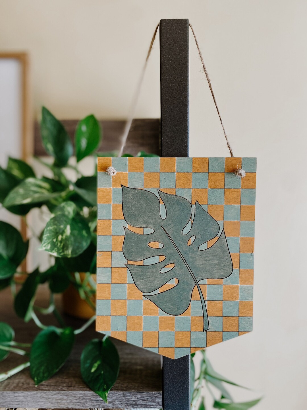 Checkered Monstera Stain by Numbers | DIY Art | Craft Kit | Paint Kit ...