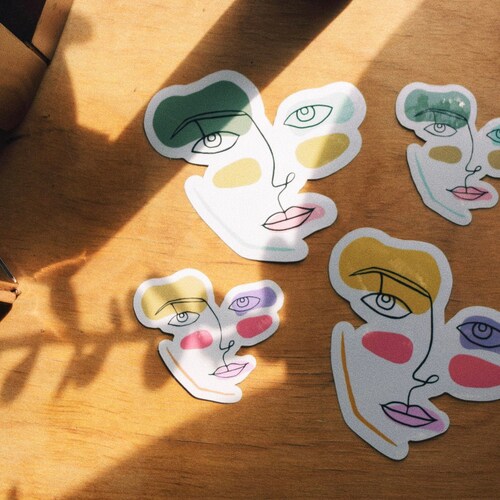 Abstract Face Sticker Pack one 3x3 and One 2x2 - Etsy