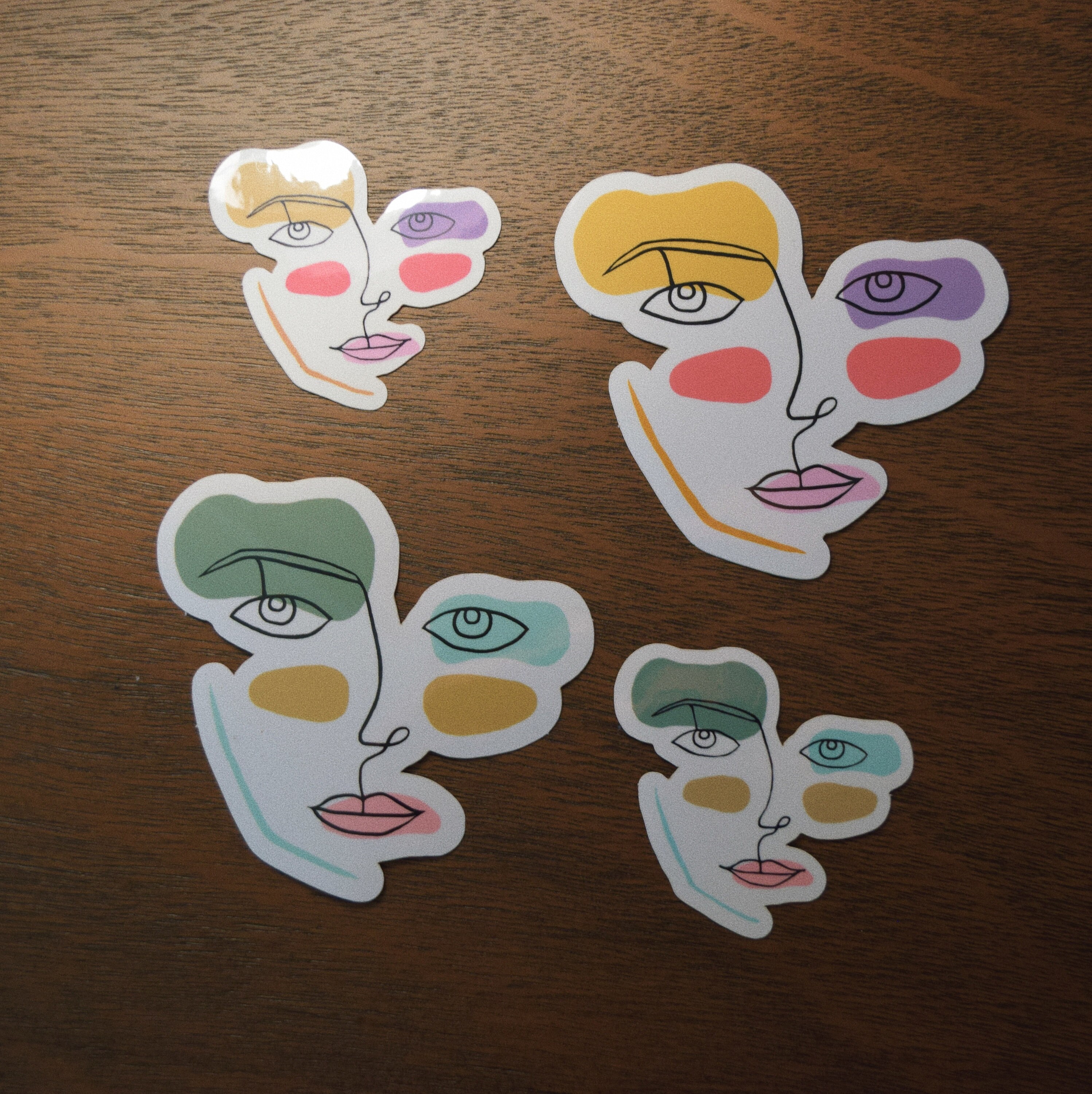 Abstract Face Sticker Pack (one 3x3 and One 2x2) - Etsy