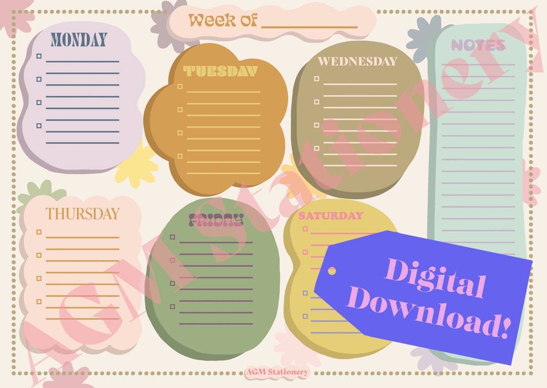 Weekly Planner - DIGITAL DOWNLOAD - Etsy
