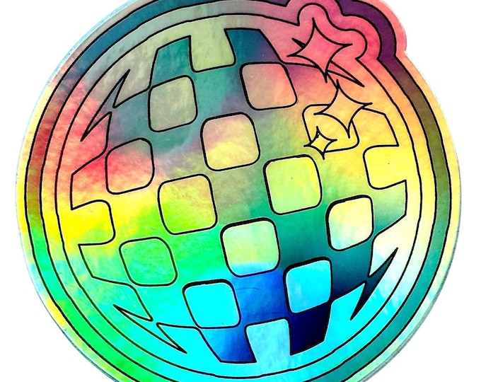 Holographic Disco Ball Sticker, Psychedelic Mirrorball Decal, Shiny ...