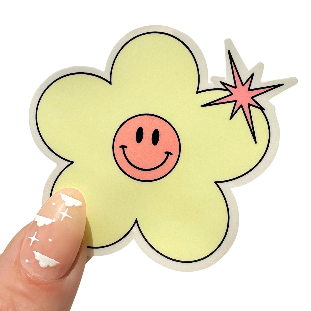 Daisy Smiley Face Sticker - Etsy