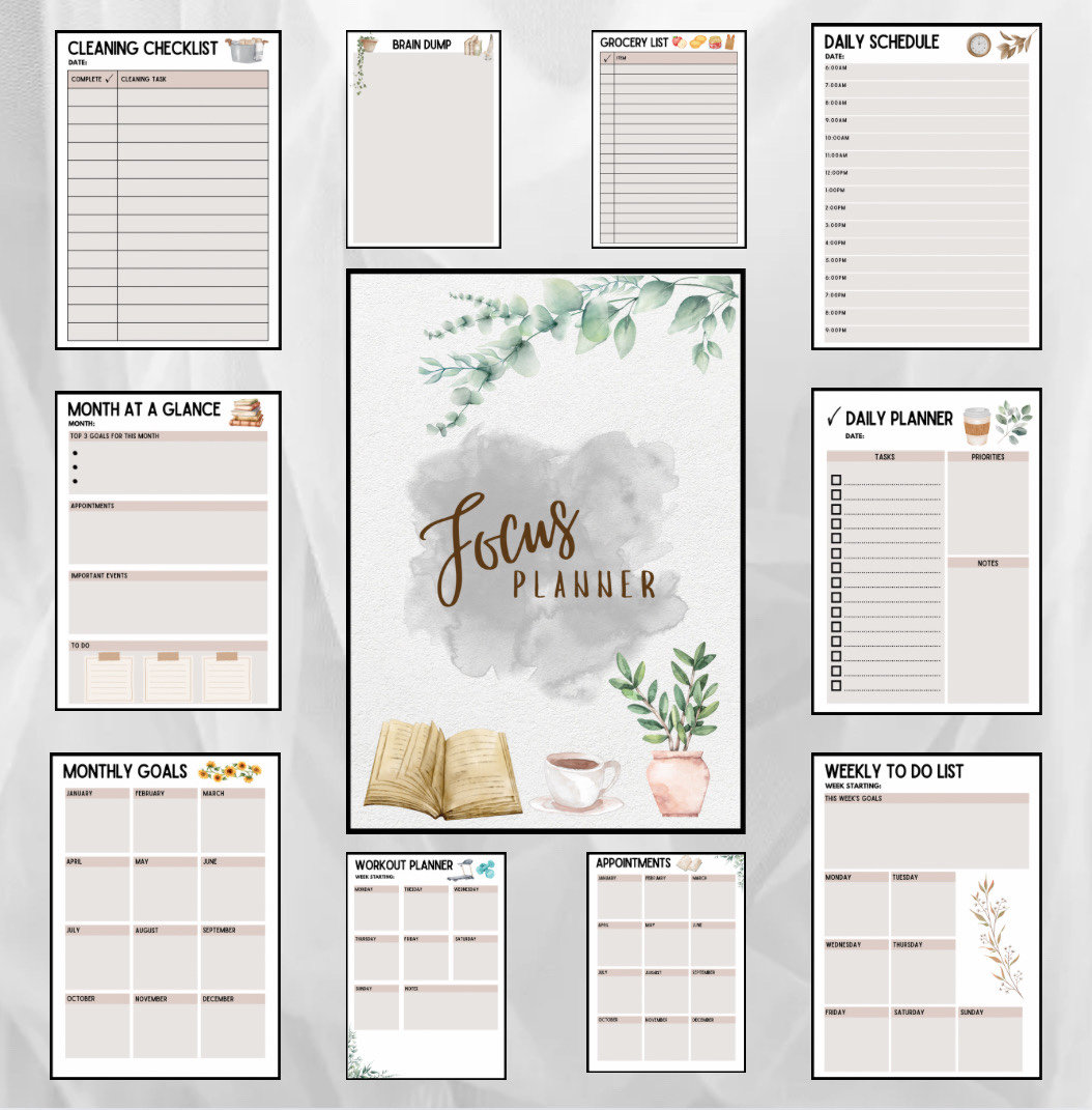 Printable Productivity Focus Planner / Daily Weekly Planner / Focus ...