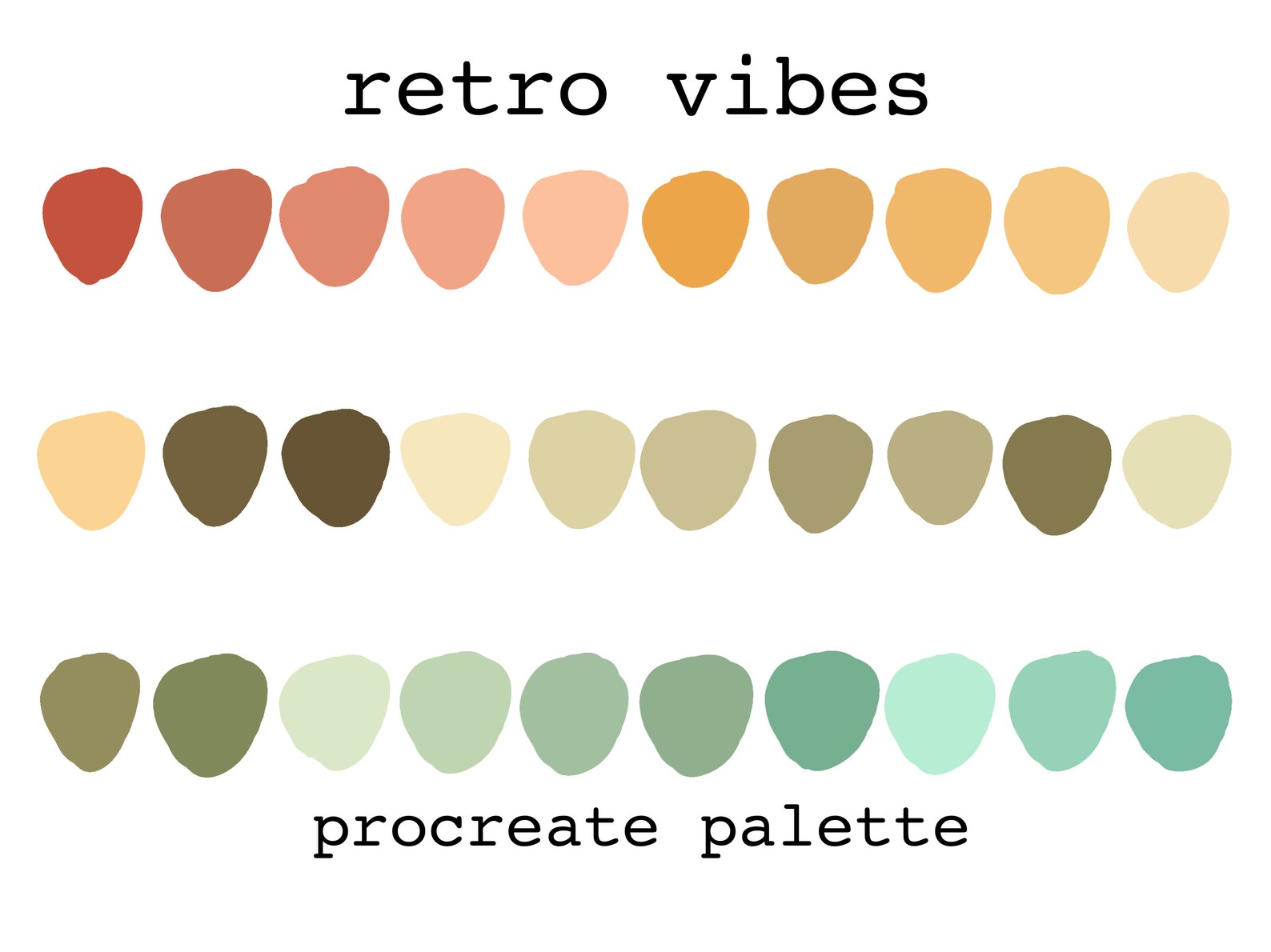 Retro Vibes Color Palette Retro Swatches Procreate Tool Etsy
