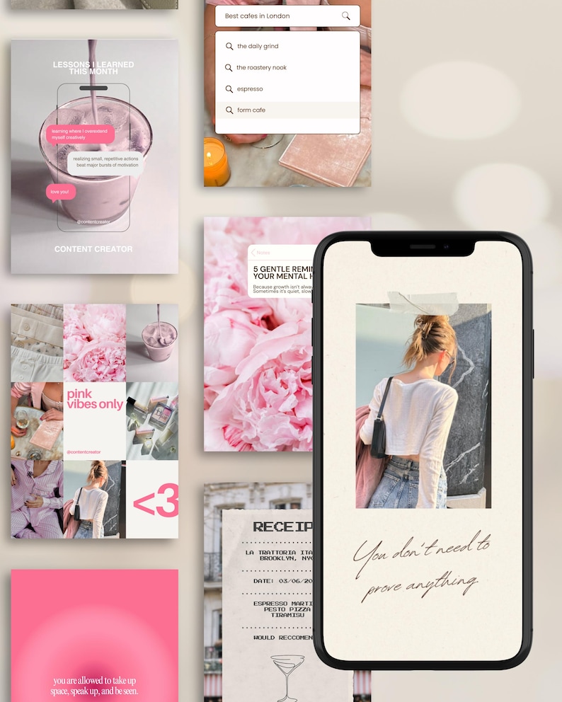 Cozy Pink Content Creator Canva Instagram Templates: Social Media ...