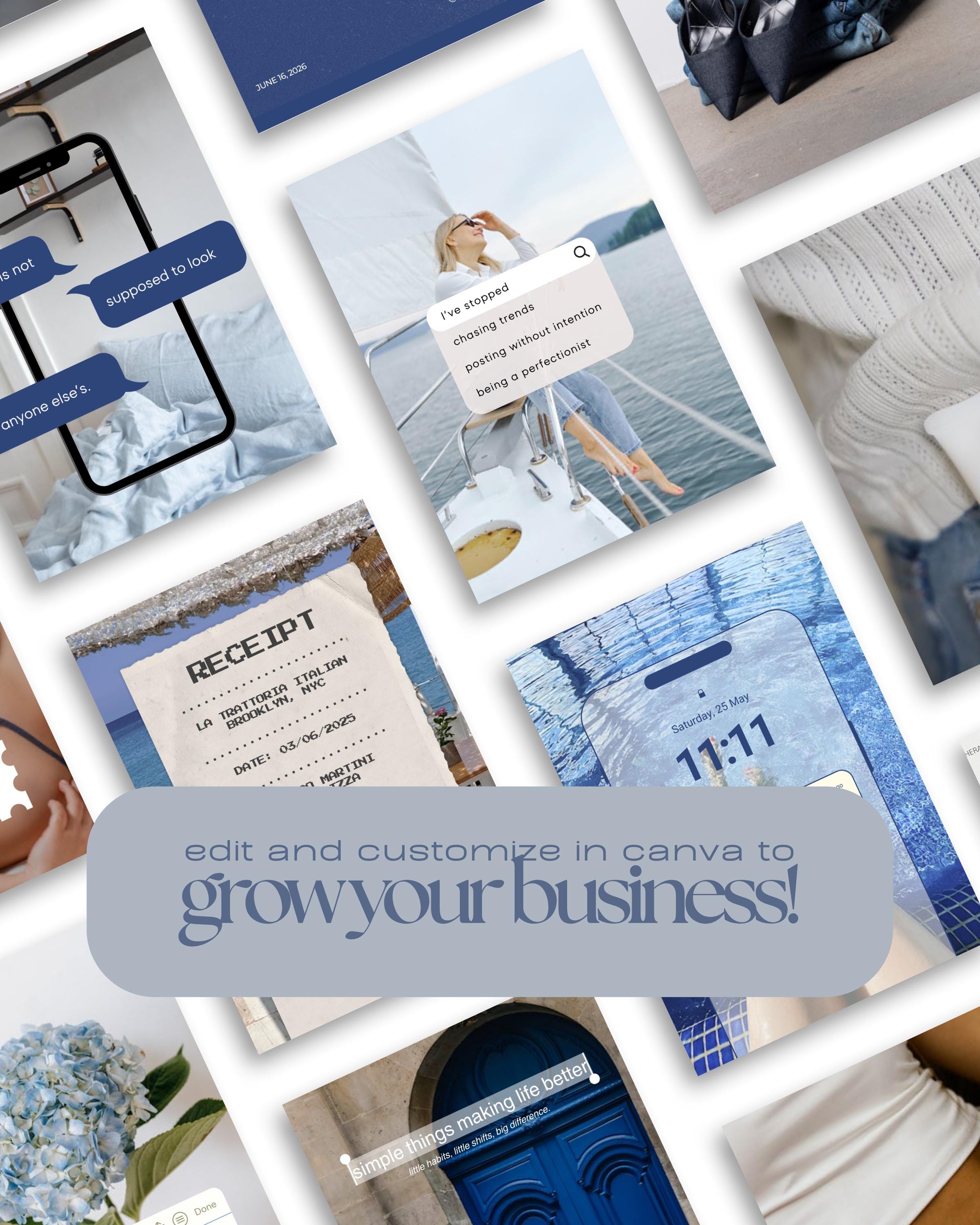 Blue Content Creator Instagram Templates, Social Media Influener Canva ...