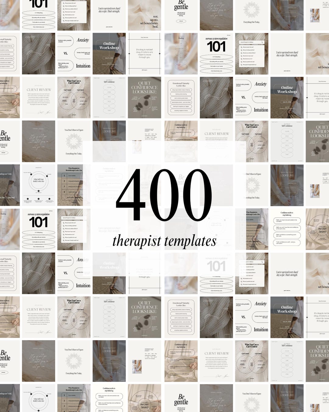420 Minimalist Neutral Therapist Instagram Templates: Canva Social ...