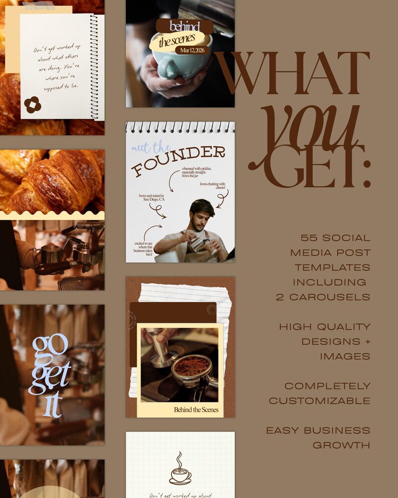 Coffee Shop Instagram Templates: Cafe Bakery Canva Social Media Posts ...