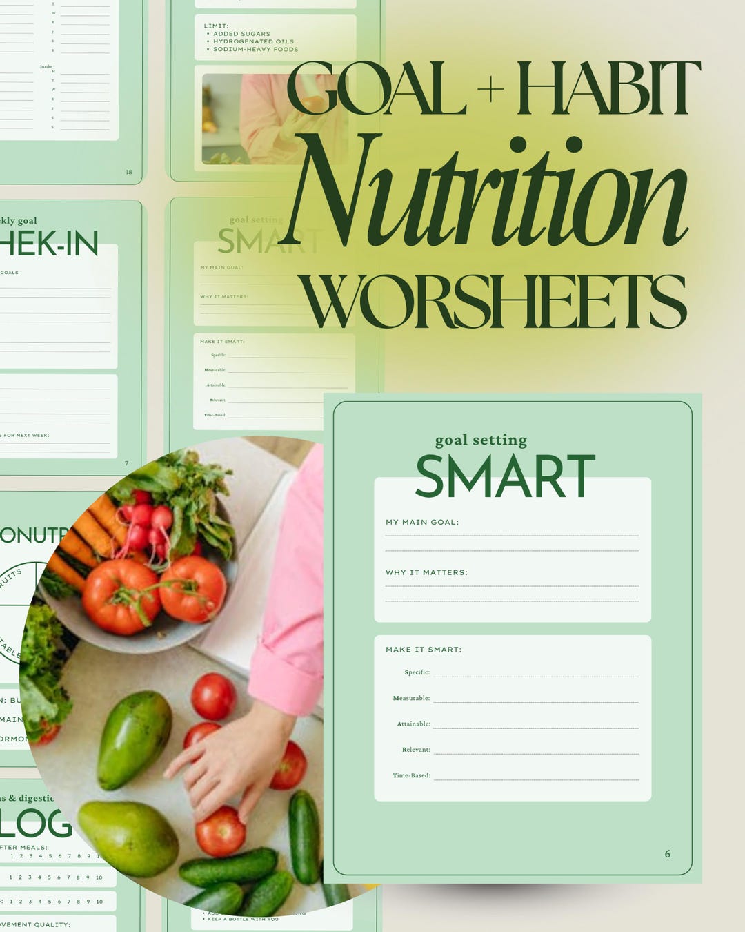 Printable Nutrition Coaching Worksheets: Habit and Goal Setting Handout ...