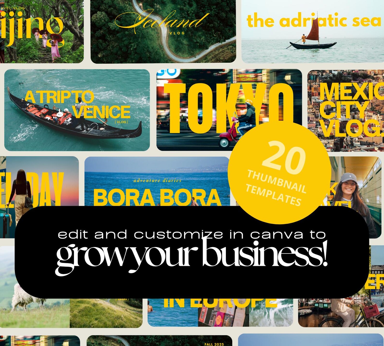 Cinematic Travel Youtube Thumbnails: Canva Templates (digital Download ...