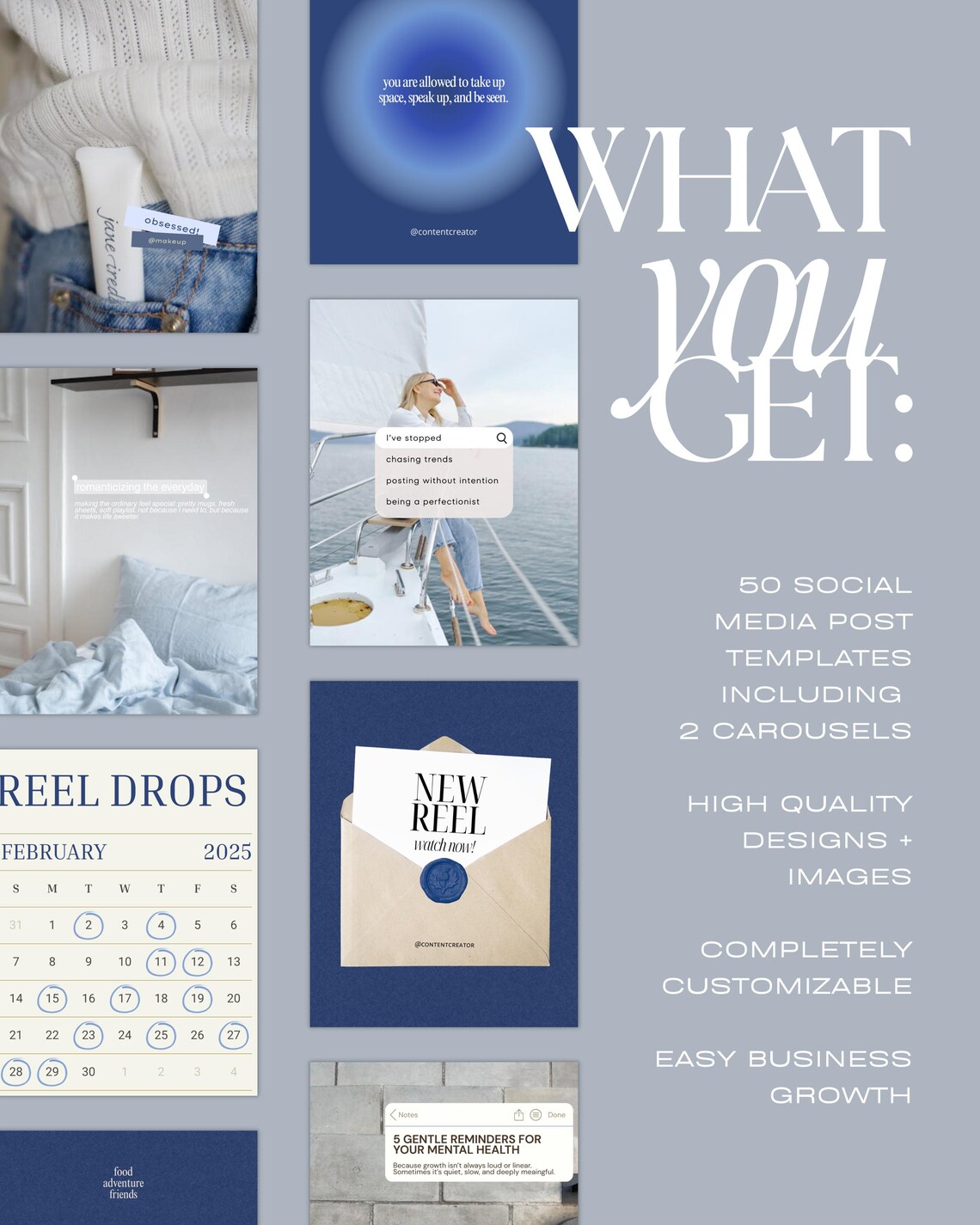 Blue Content Creator Instagram Templates, Social Media Influener Canva ...