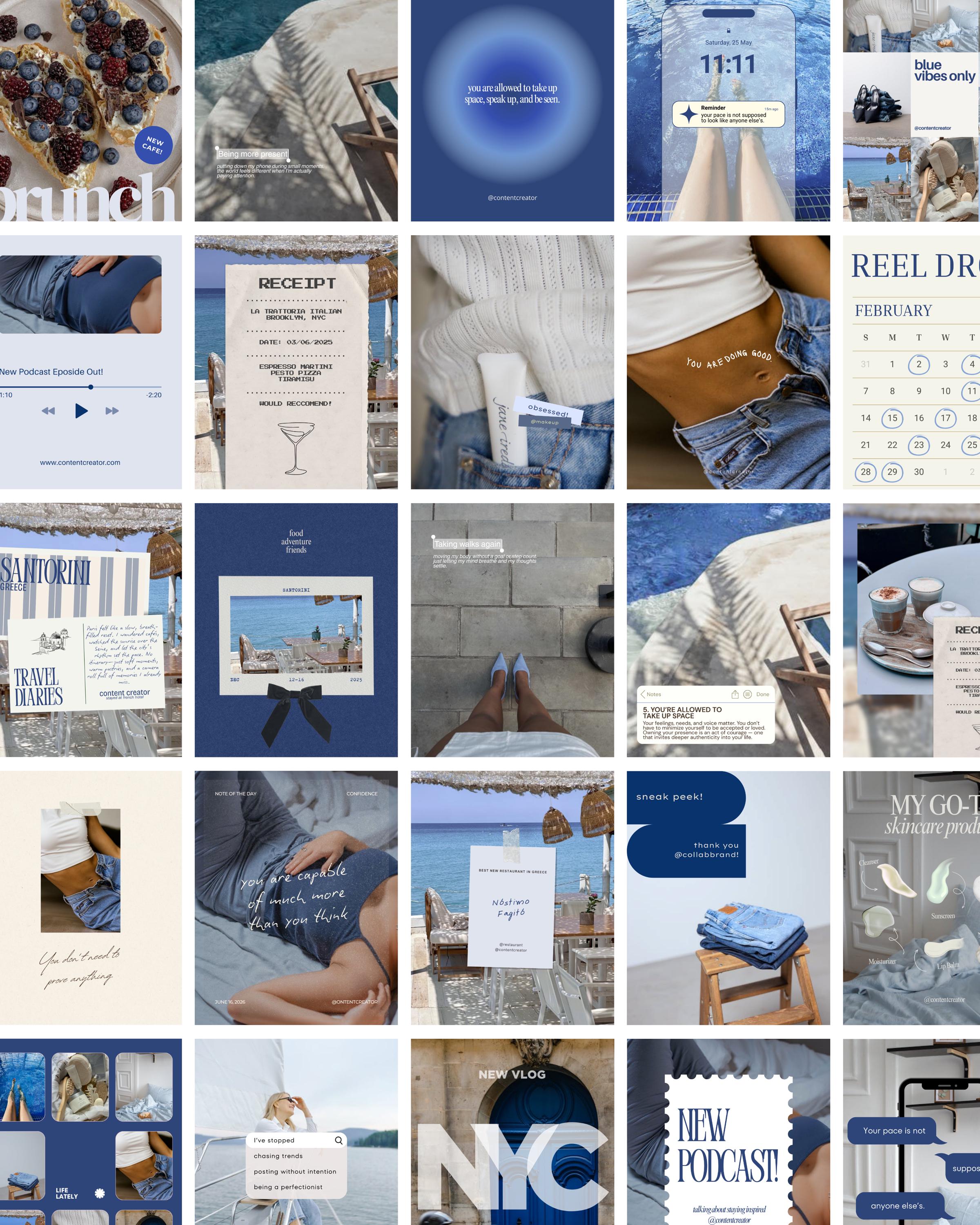 Blue Content Creator Instagram Templates, Social Media Influener Canva ...