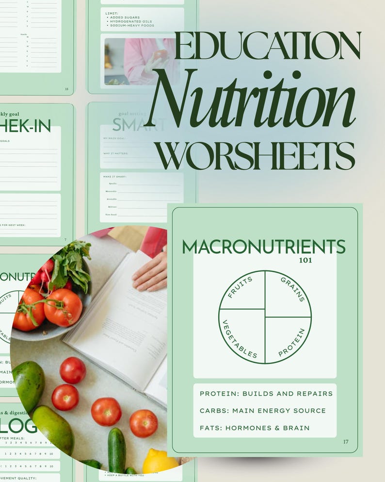 Hojas de trabajo de educación nutricional: Recursos imprimibles para ...